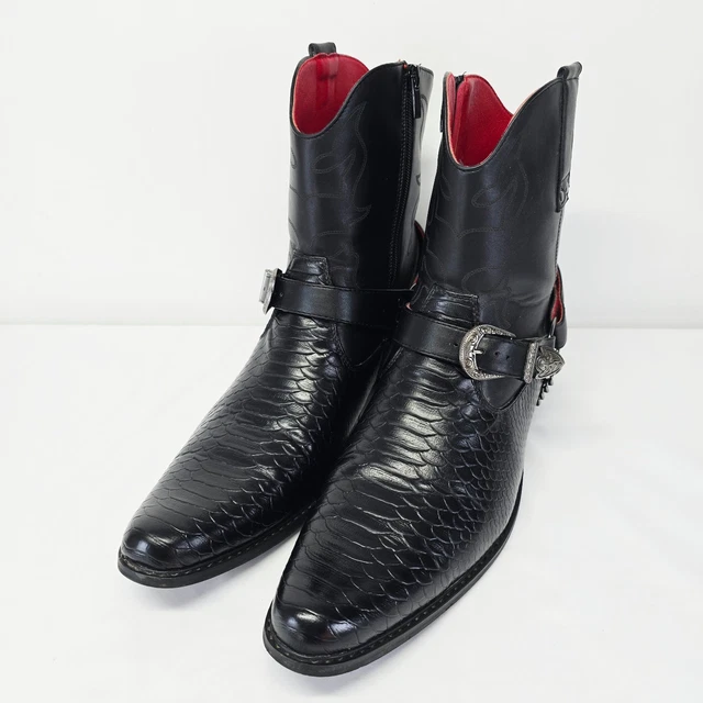 MENS GOOR BLACK Cowboy Boots Mid Calf Height UK Size 12 Worn Once £52. ...