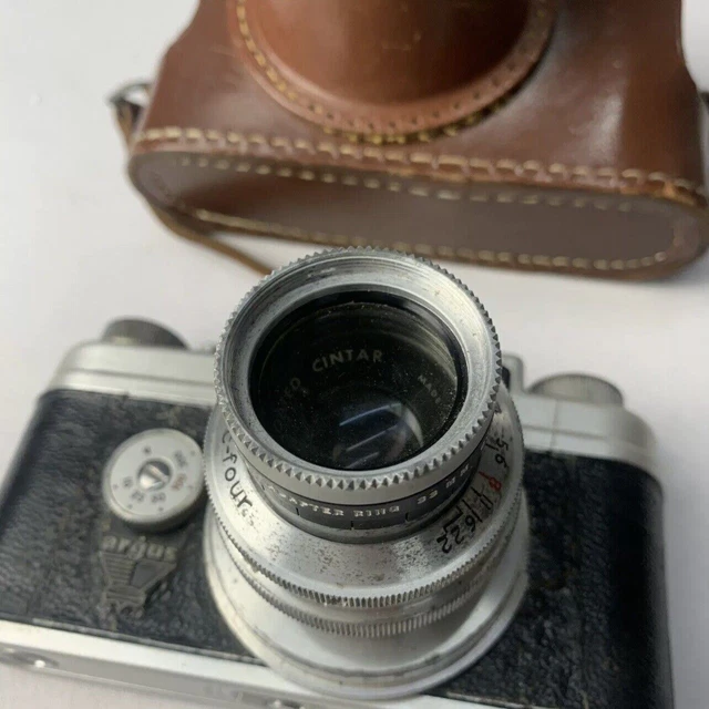 ARGUS C-4 35MM Camera w/Cintar 50mm f/2.8 Lens & Leather Case / Video ...