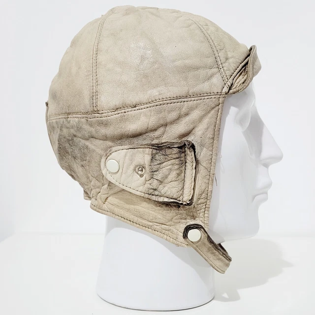 WW2 RAF FLYING Helmet Test Pilot Wwii White Leather Fighter Bomber ...