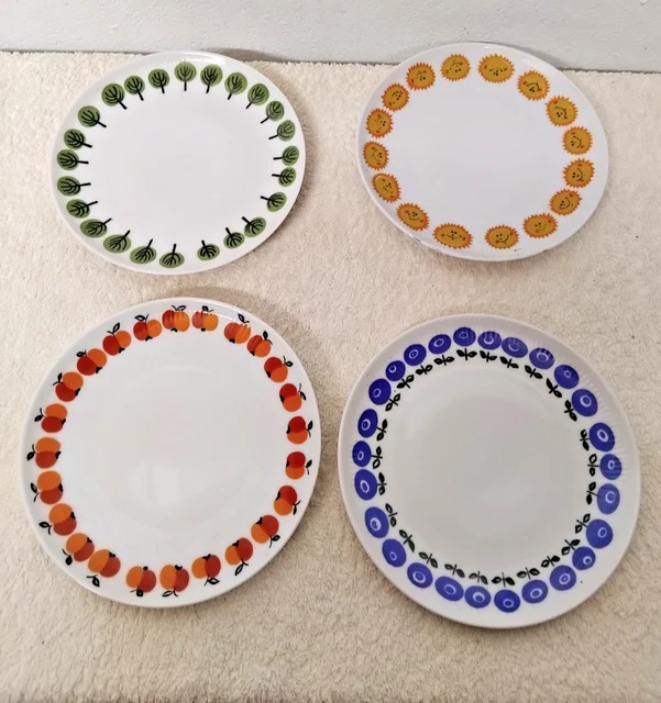 LOT DE 4 Anciennes Assiettes A Dessert Année 70 Vintage D: 16 cm ( Réf ...