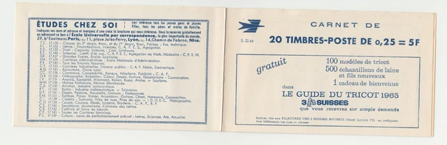 CARNET DE 20 timbres 1964 France Marianne de Decaris 25c Y&T n°1263-C3 ...