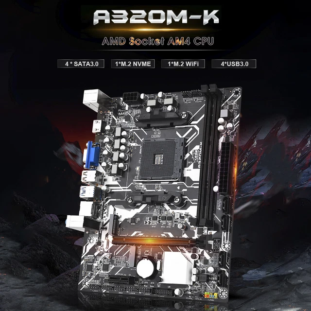 A320M-K COMPUTER MOTHERBOARD Desktop DDR4 AM4 CPU WIFI NVME Gigabit ...