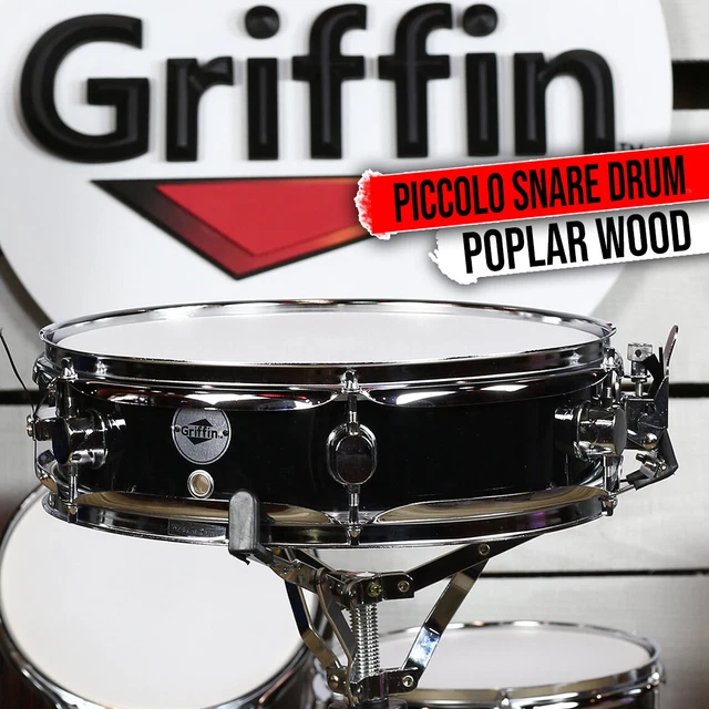 GRIFFIN PICCOLO SNARE Drum - 13"x3.5 Black Acoustic Percussion Poplar ...