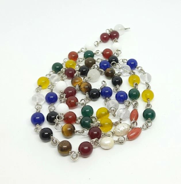 COLLIER NAVRATAN MALA Navratna Mala 200 % pierre naturelle EUR 14,35 ...