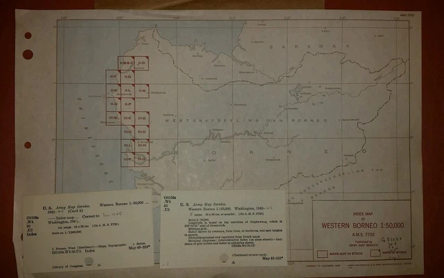 1940'S US ARMY Maps Western Borneo - 5 sheets AMS T732 £146.58 ...