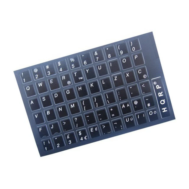 ENGLISH QWERTY LAMINATED Non-Transparent Keyboard Stickers White ...