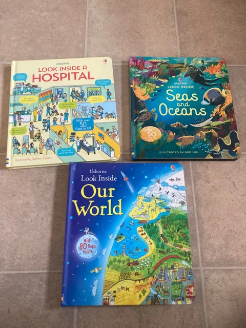 USBORNE LOOK INSIDE bundle x3 (seas/oceans, hospital & our wor EUR 17 ...