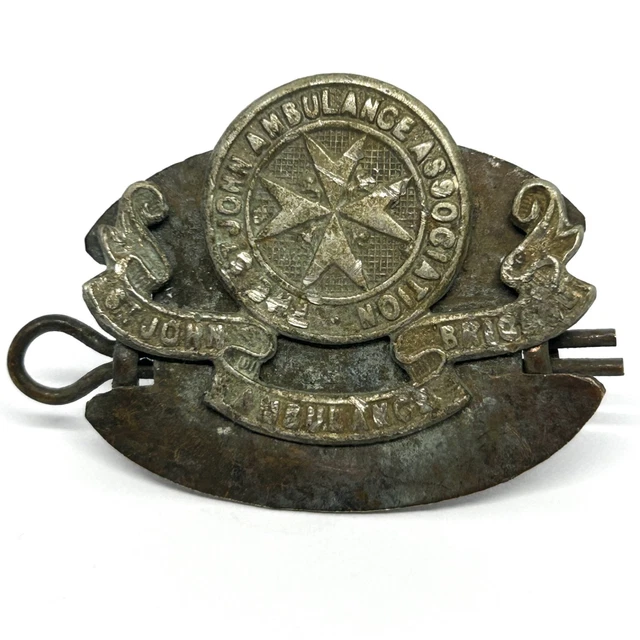 VINTAGE ST JOHN Ambulance Association Brigade Original Early Cap Badge ...