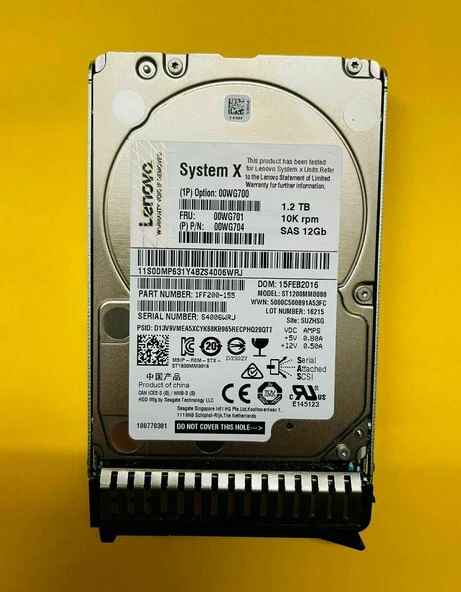 LENOVO 1.2TB 10K 12Gbps SAS 2.5" G3HS HDD 00WG700 FRU 00WG701 00WG704 ...