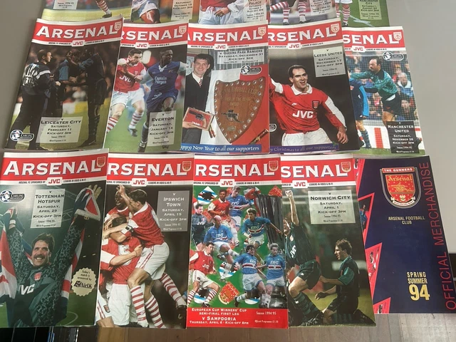 ARSENAL FC FOOTBALL Programmes 1994/1995 Season £1.75 - PicClick UK
