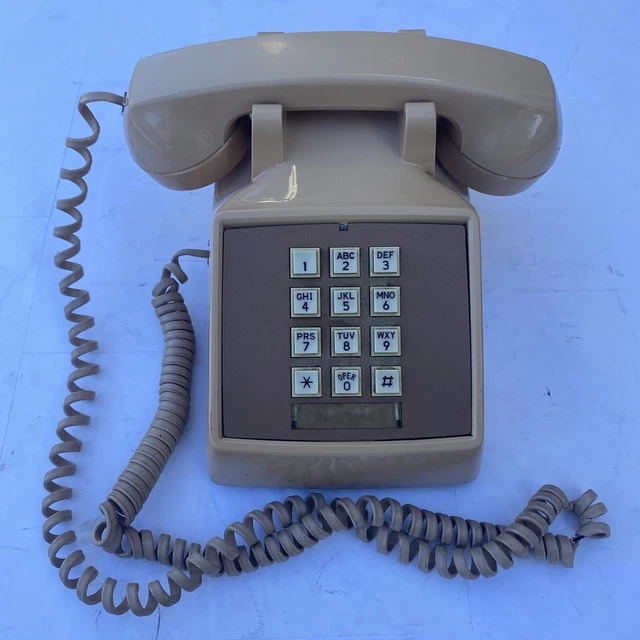 VINTAGE COMDIAL PUSH Button Desk Phone Beige And Brown Works VGC Prop ...