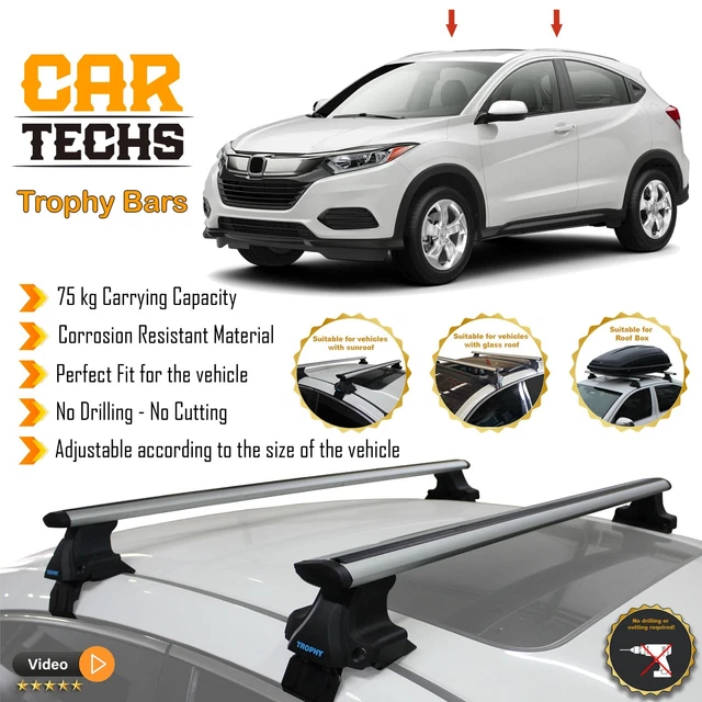 FITS HONDA HR-V 2016-2024 Smooth Top Roof Rack Cross Bar Carrier Rail ...