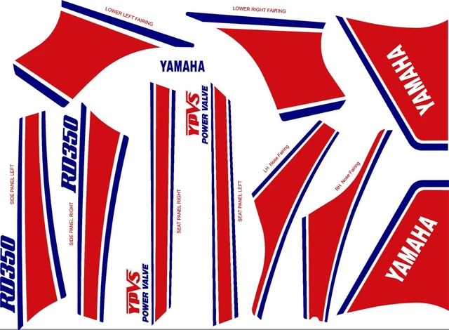 YAMAHA RD350 YPVS Decal Kit, Blue Red Stripe , Full Set £75.00 ...