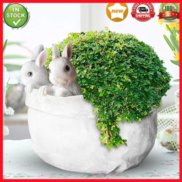 EASTER BUNNY STATUE Indoor Rabbit Pot Mini Planter Festive Decoration ...