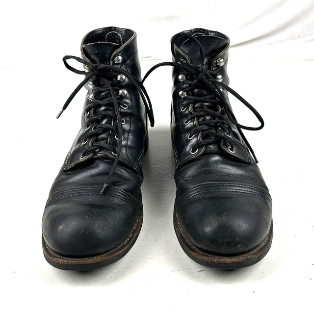 RED WING 8114 Made in USA Iron Ranger Cap Toe Black Leather Workwear ...