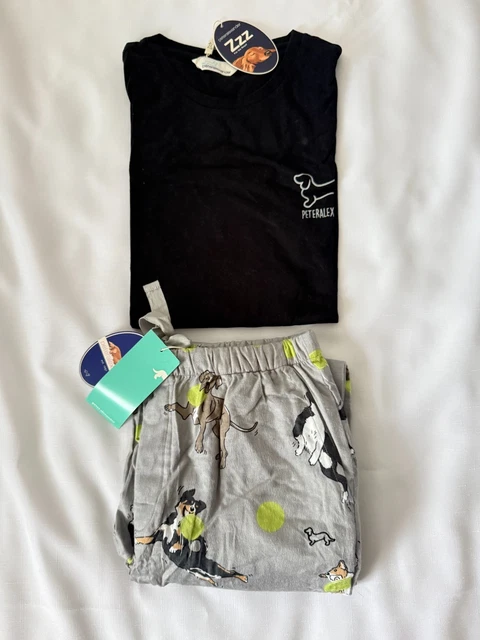 NEW PETER ALEXANDER Pj Black Top & Border Collie Dog Bamboo Flannelette ...
