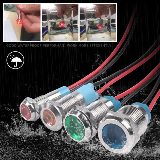 12V 220V LED Indicator Pilot Light Signal Lamp Panel Mount Pilot Wires ...