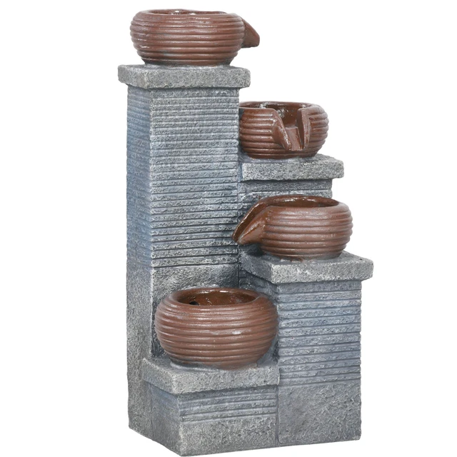 OUTSUNNY SOLAR WATER Feature 4 Tier Cascade Water Fountain with LED ...