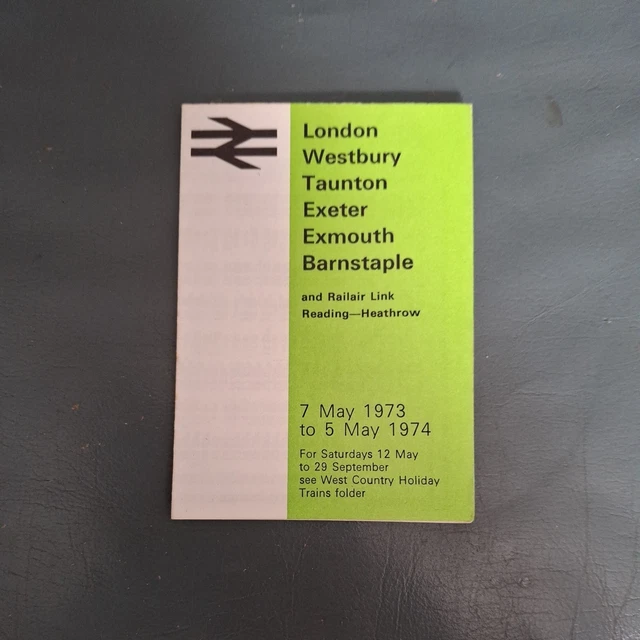 BRITISH RAIL TIMETABLE London Westbury Exeter Exmouth Barnstaple 1973 ...