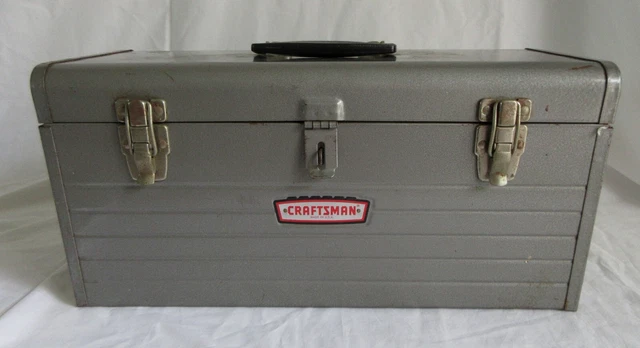 VINTAGE SEARS CRAFTSMAN #6512 Crown Logo Tool Box Gray With Removeable ...