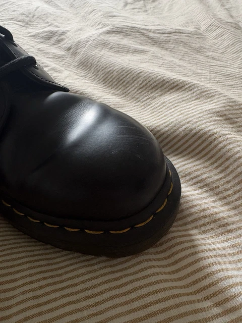 DR. MARTENS BLACK Leather Lace-Up Ankle Combat Boots Unisex Adults UK 5 ...