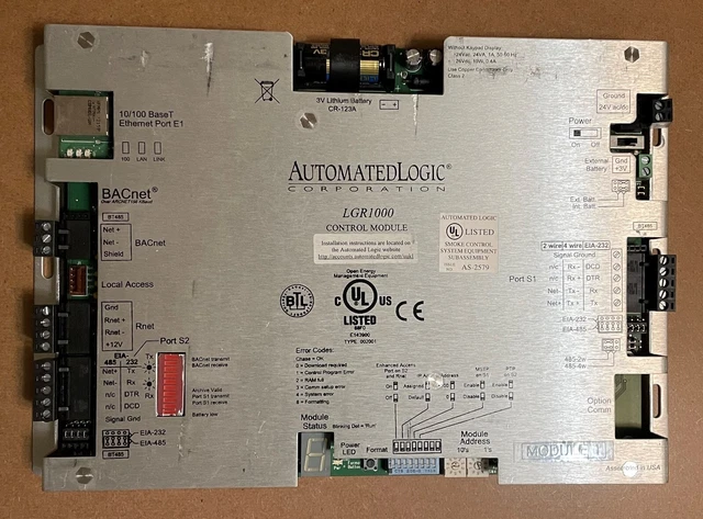 AUTOMATED LOGIC LGR1000 BACnet Control Module ALC LGR 1000 $550.00 ...