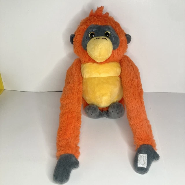 ORANGE MONKEY APE Orangutan 9” Plush Stuffed Animal Toy Yellow Gorilla ...
