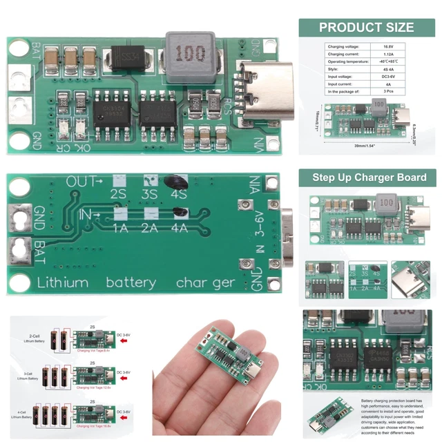 LITHIUM-BATTERIE BOOST-LADE-MODUL 4S 4A Typ-C Powerbank Funktion EUR 11 ...