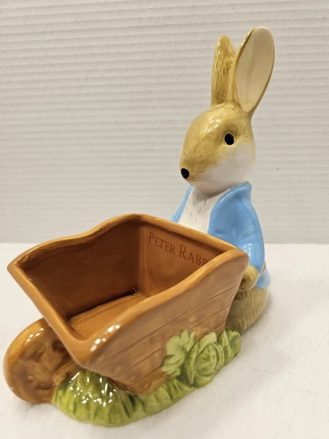 BEATRIX POTTER CERAMIC Peter Rabbit Wheelbarrow Candy Dish Planter ...