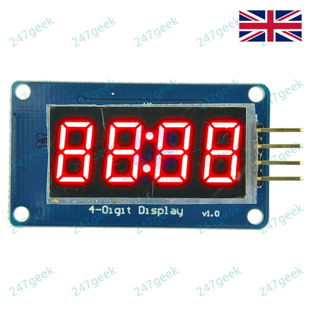 🇬🇧 TM1637 4 Digit Red 0.36" 7 segment LED Display Module Arduino RasPi ...