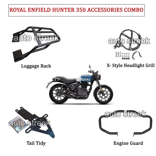 FOR ROYAL ENFIELD HUNTER 350 Rear Rack, Headlight Grill, Engine Guard ...