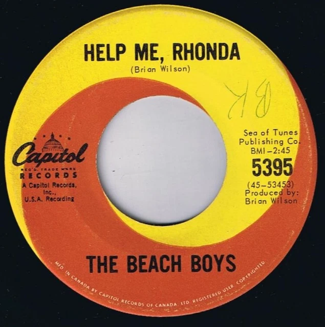 BEACH BOYS HELP Me Rhonda 45 tr/min Kiss Me Baby Canadian Pressing EUR ...