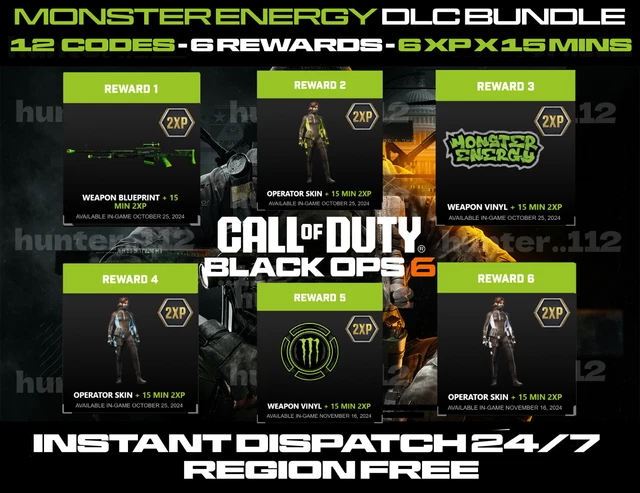 CALL OF DUTY Black Ops 6 Monster Energy Full Set Codes Operator Skins ...