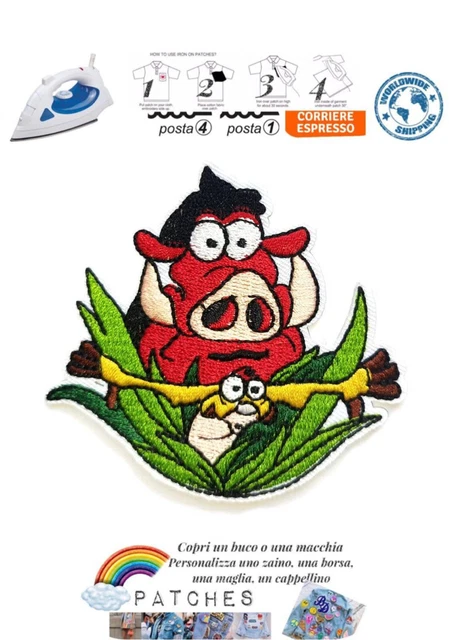 PATCH TIMON E Pumbaa the lion king toppa termoadesiva il re leone iron on Disney EUR 2,99 ...