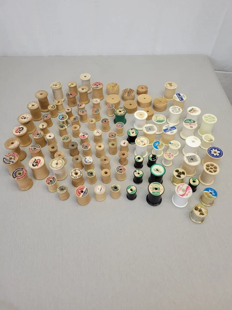 LOT OF 99 Vintage/Antique Wooden Sewing Thread Spools. Various sizes ...