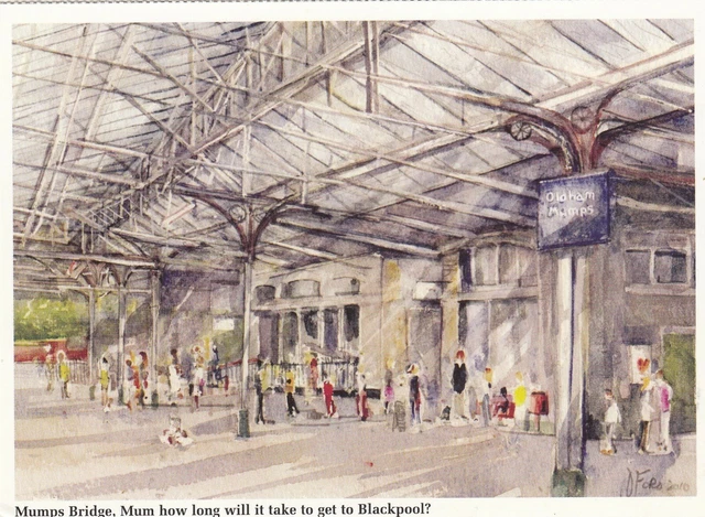 POSTCARD MUMPS BRIDGE [ Railway Station Oldham ] Artwork By D Ford £1. ...