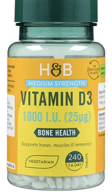 HB HOLLAND & Barrett Vitamin D3 240 Tablets Potency 25ug 1000 IU A69 £9 ...