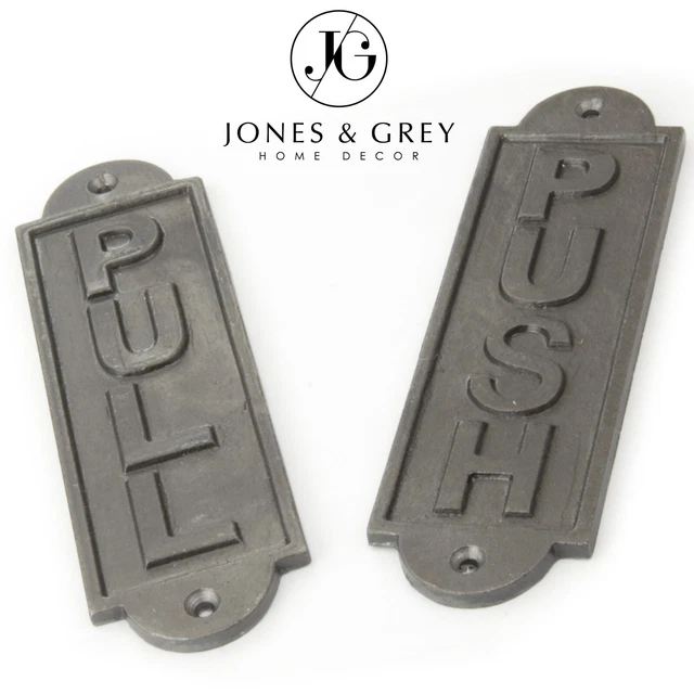PULL / PUSH Old Vintage Antique Style Cast Iron Door Signs Metal ...