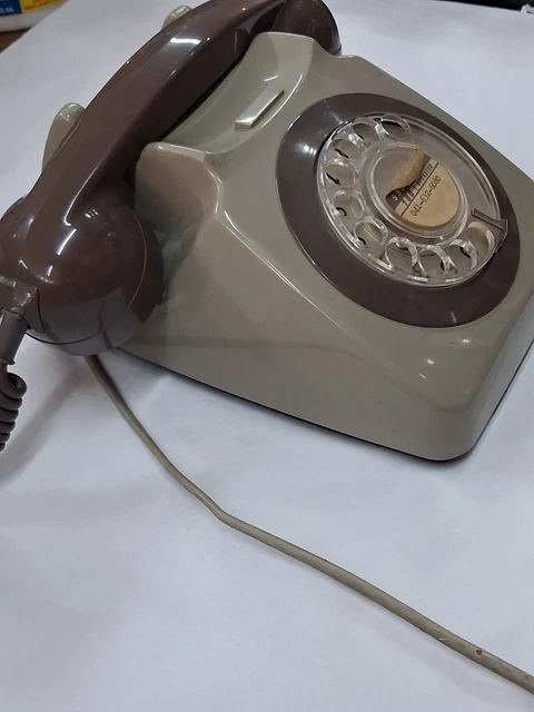 VINTAGE BT ROTARY Dial Telephone 8746G / Two Tone Grey & Brown / 1970's ...