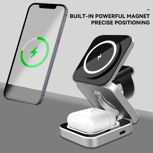 TRAVEL FOLDABLE MAGNETIC Suction Wireless Phone Charger Fast Charging ...