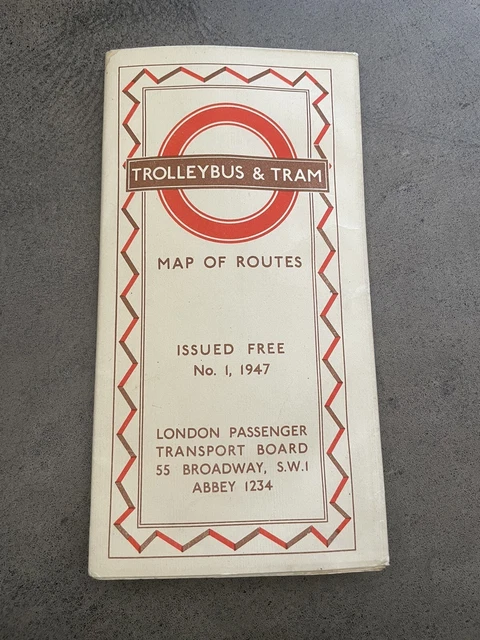 1947 NO.1 - Trolleybus and Tram, map of routes, London transport £25.00 ...