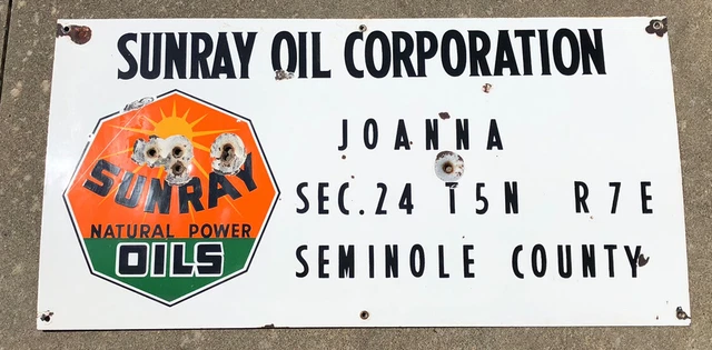 ORIGINAL LARGE PORCELAIN SUNRAY OIL CORPORATION SUN DX Oilfield Lease ...