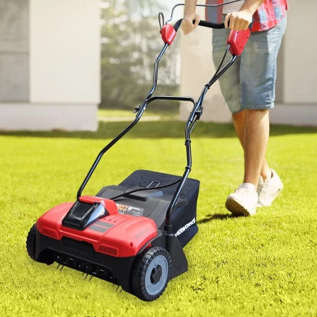 ROCWOOD POWERWORKS CORDLESS Battery Scarifier Lawn Rake Dethatcher (NO ...