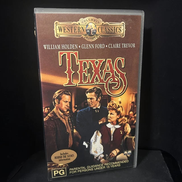 TEXAS VHS 1941 Stars William Holden Glenn Ford Sml Case Tested GC Rare ...
