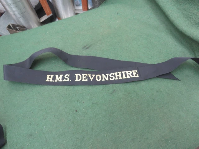 ROYAL NAVY CAP Ribbon / Tally 'Hms Devonshire' Unused £9.99 - PicClick UK