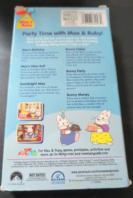 PARTY TIME WITH Max & Ruby Vhs Tape 2006 Nick Jr $34.99 - PicClick CA