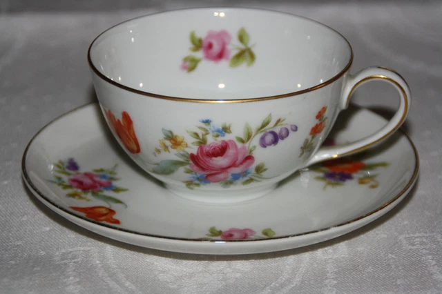 ROSENTHAL SELB BALMORAL Kaffeegedeck 2tlg. Tasse Teller Deutsche Blume ...