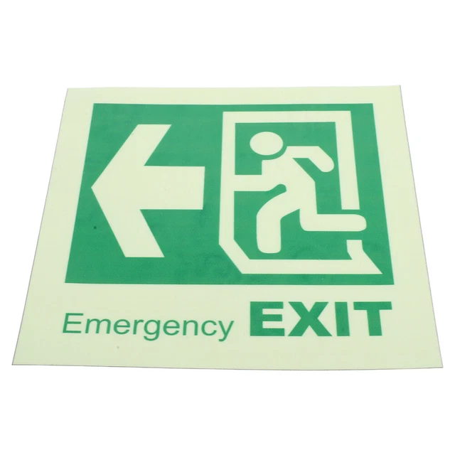 EMERGENCY EXIT SIGN Sticker Office Dark Floor Commercial Lighted Signs ...