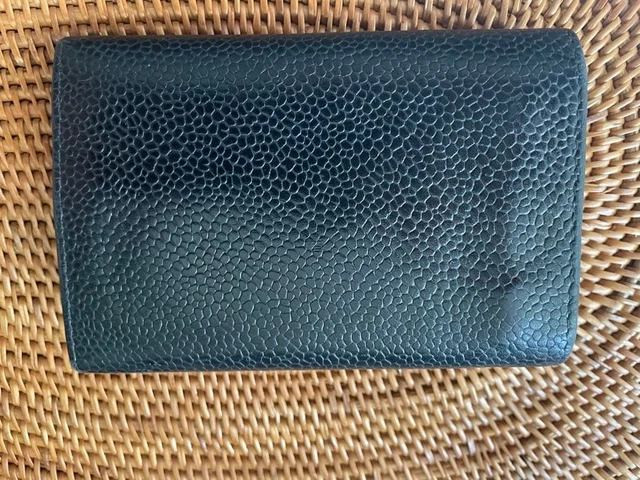 AUTHENTIC CHANEL CAVIAR Ski Coco Mark Key Case Black Leather Gold ...