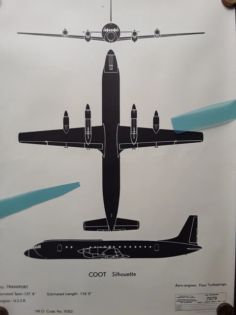 COOT (ILYUSHIN Il-18) MoD AIRCRAFT RECOGNITION POSTER 1959 EUR 11,64 ...